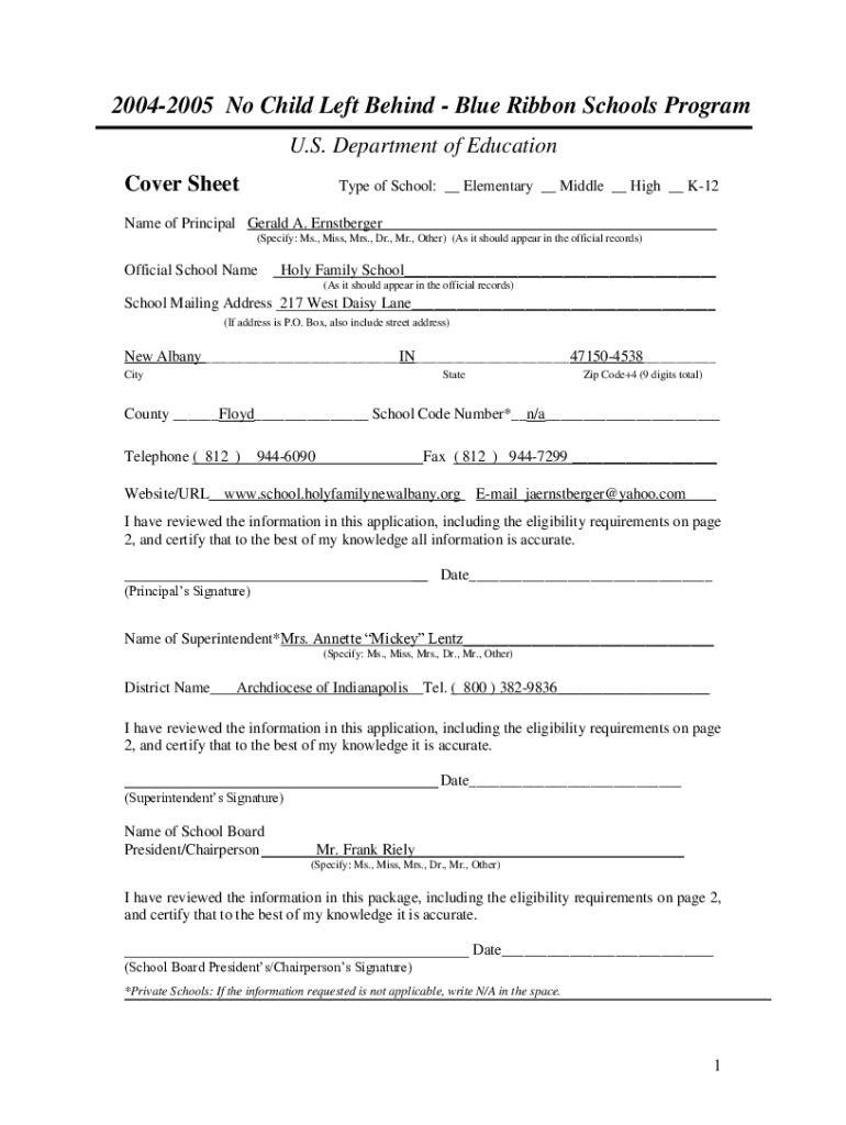 Fillable Online Image Elementary School -- Application: 2004-2005, No ...