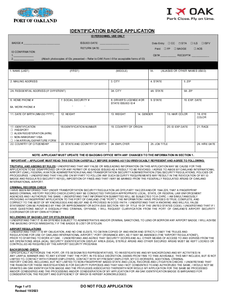 Fillable Online Hall of Justice Identification Badge Application Fax ...