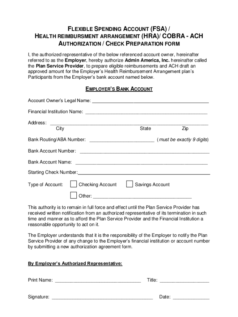 Fillable Online ACH AUTHORIZATION / CHECK PREPARATION FORM Fax Email ...