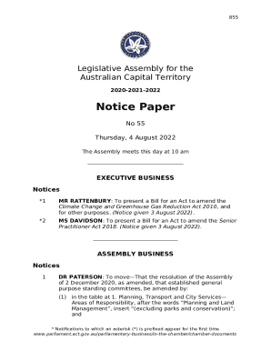 Senate Notice Paper Doc Template | pdfFiller