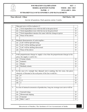 Fillable Online foundation examination set - 1 model answers termdec ...