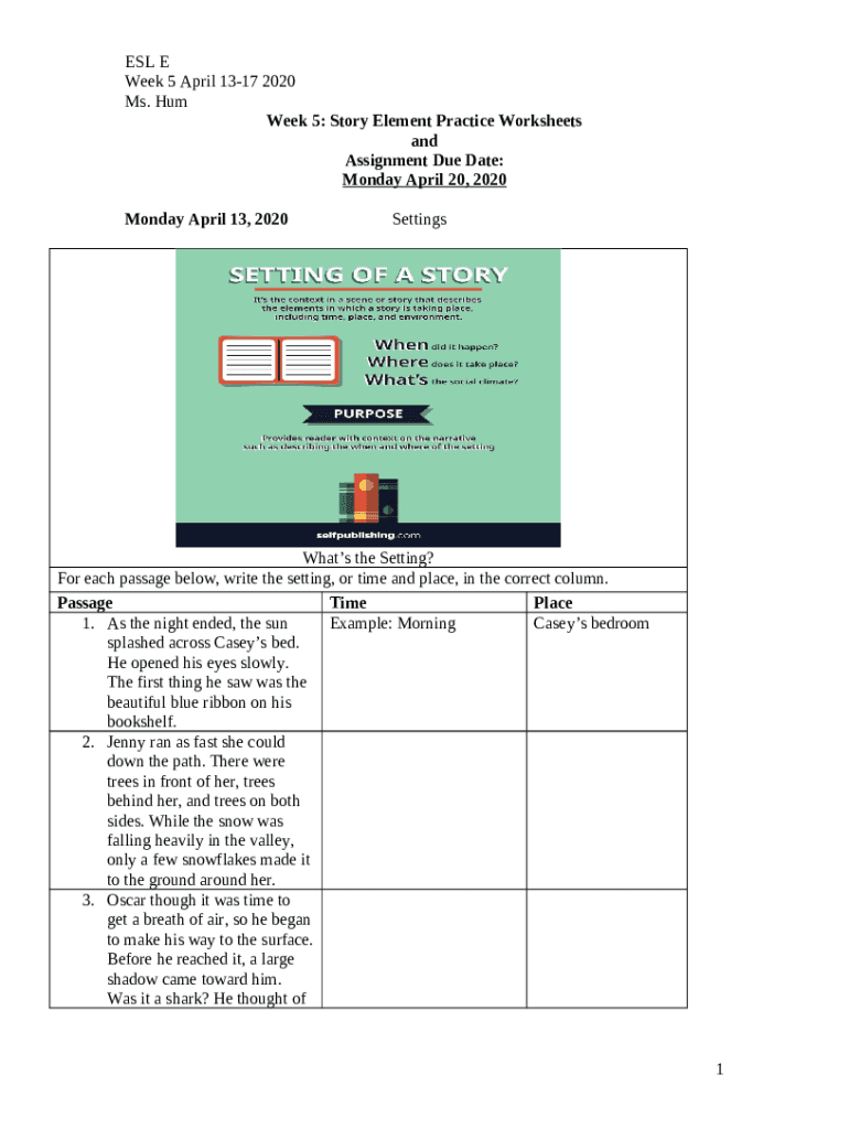 Story Elements Worksheet: What's the Setting? - K12Reader Doc Template ...