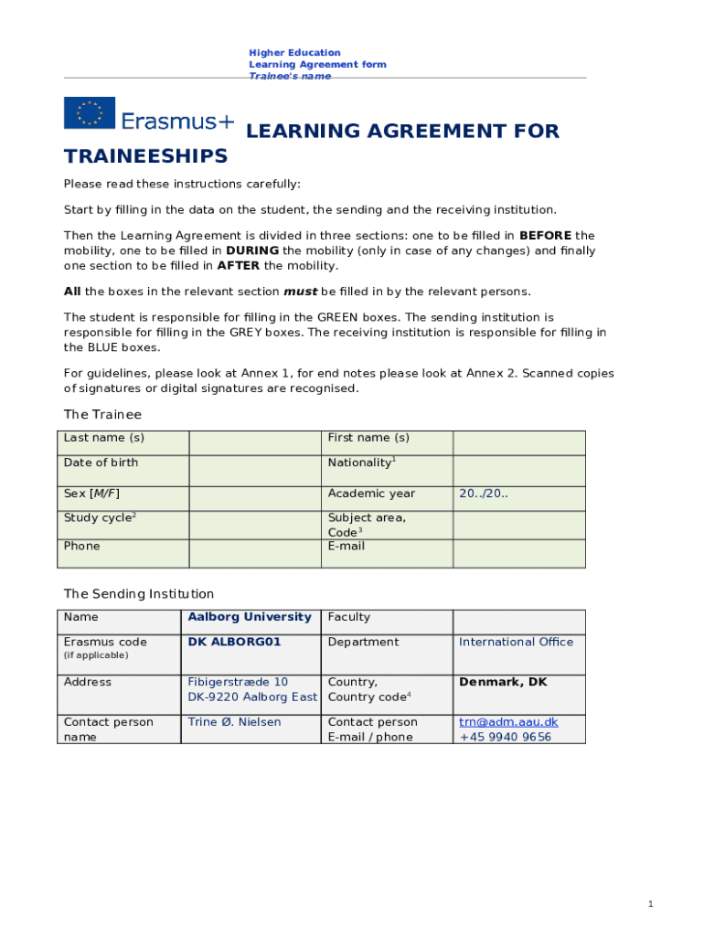 Guidelines on how to use the Learning Agreement ... Doc Template ...