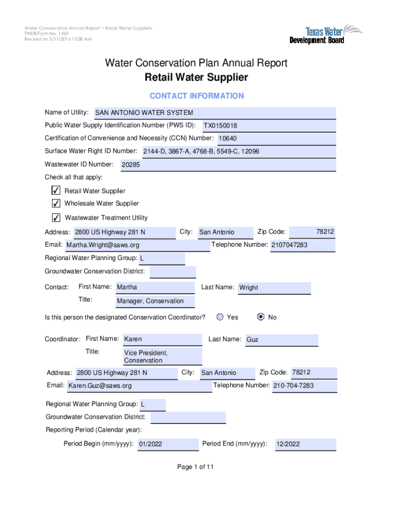 Fillable Online Water conservation annual report for water suppliers Fax Email Print - pdfFiller