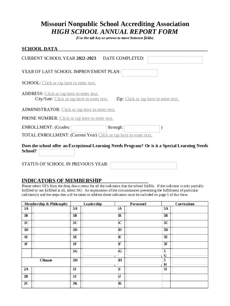 High School Annual Report Doc Template | pdfFiller