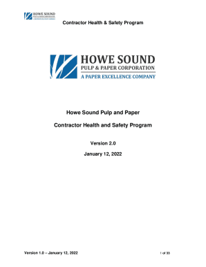 Fillable Online Howe Sound Pulp and Paper Contractor Health and Safety ...