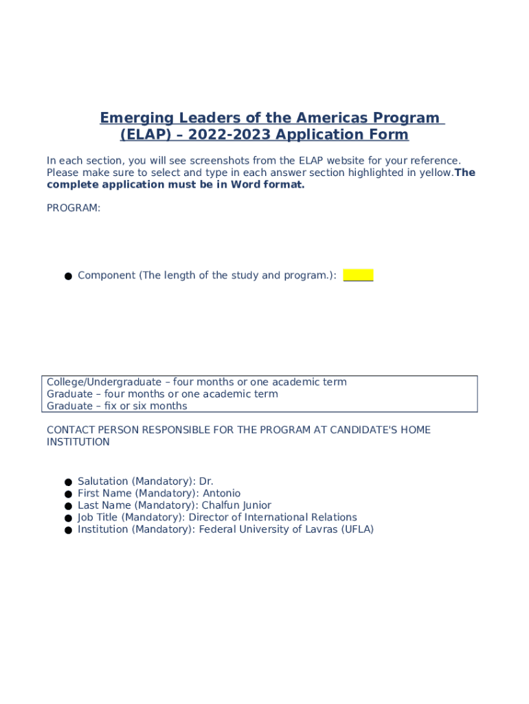 ELAP Supporting Documents - For Student - dri ufla Doc Template | pdfFiller