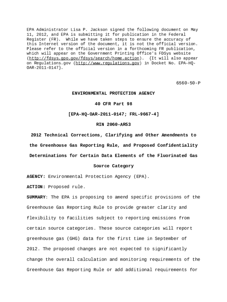 Amendment to HFO-1234yf SNAP Rule for Motor Vehicle ... Doc Template | pdfFiller