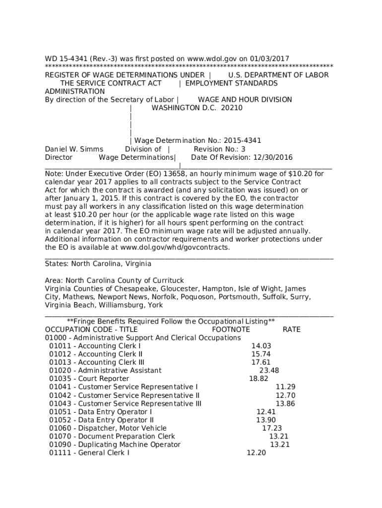 Wage Determinations Service Contract Act WD # 2015-4341 Doc Template ...