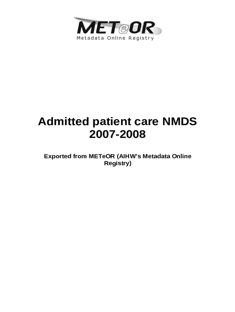 Admitted patient care NMDS 202223 - AIHW METeOR Doc Template | pdfFiller
