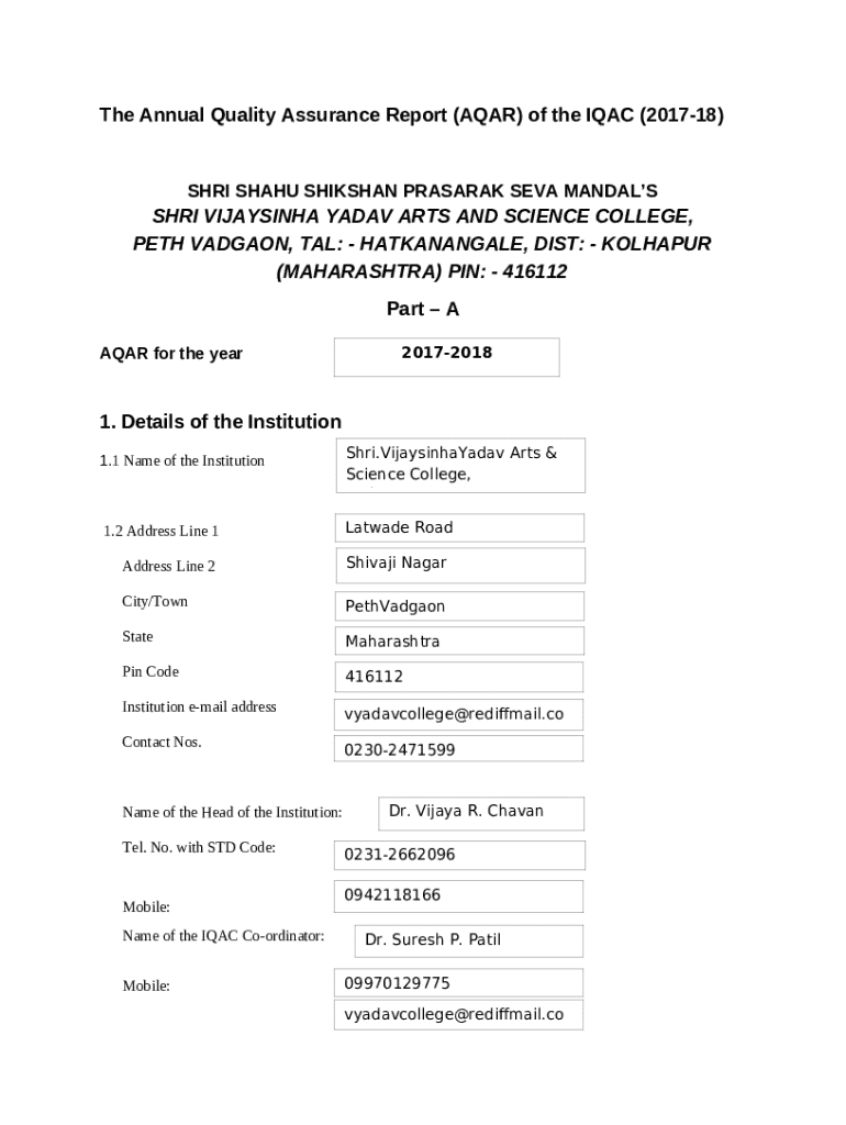 Annual Quality Assurance Report IQAC Doc Template | pdfFiller