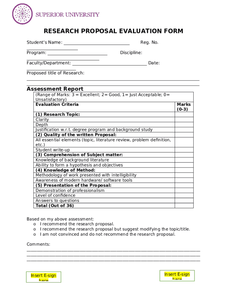 Report for Evaluation of Doctoral Program Proposals Doc Template | pdfFiller