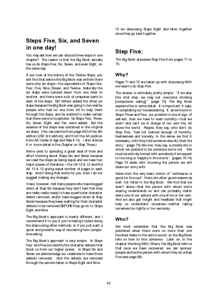 Fillable Online A.A.'s Steps Eight and Nine: Acts of Integrity Fax ...