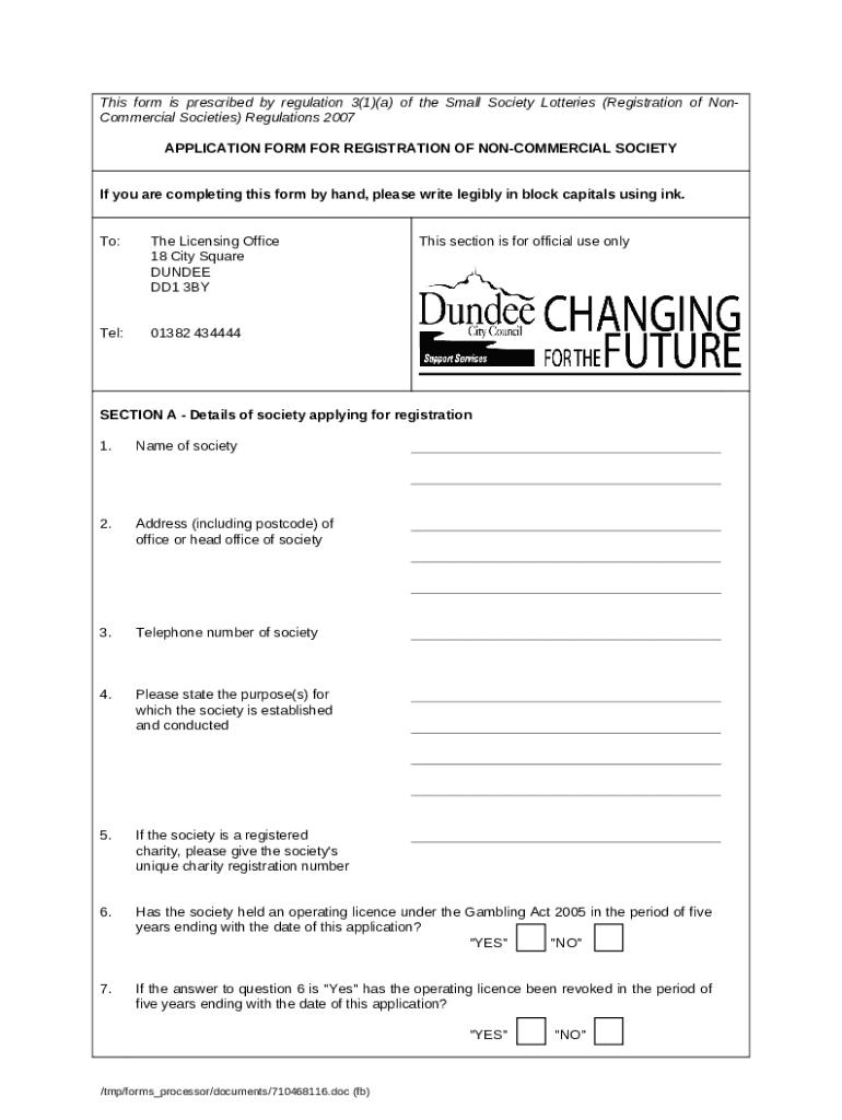 Online Small society lottery - application to register ... Doc Template ...