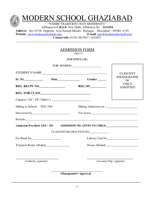 Fillable Online Admission Form For Students Fax Email Print - pdfFiller