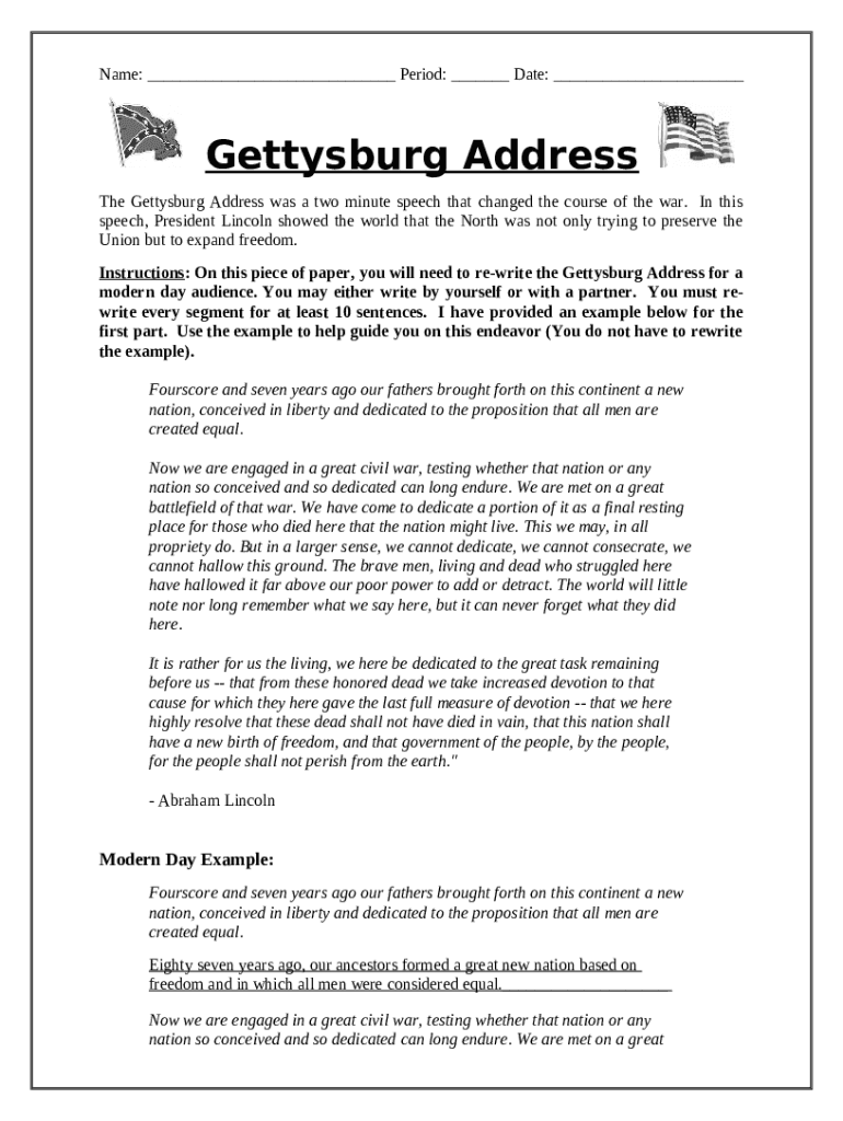 The Gettysburg Address - Definition, Meaning & Purpose Doc Template ...