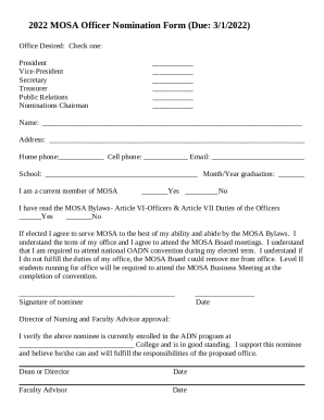 2006 MOSA Officer Nomination Doc Template | pdfFiller