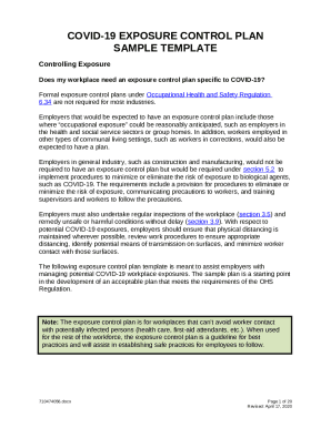 BCFSC Exposure Control Plan Sample Template Doc Template | pdfFiller