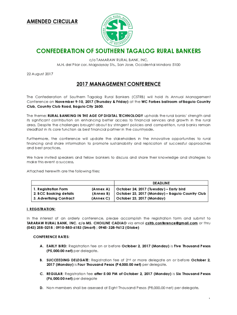 Fillable Online Reminder: Confederation of Southern Tagalog Rural ...