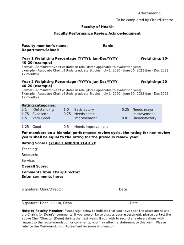 Faculty Perance Review Doc Template | pdfFiller