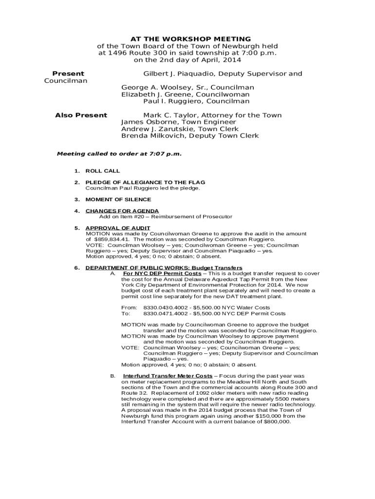 Councilman Paul Ruggiero led the pledge Doc Template | pdfFiller