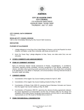 Fillable Online CITY COUNCIL OATH CEREMONY Fax Email Print - pdfFiller