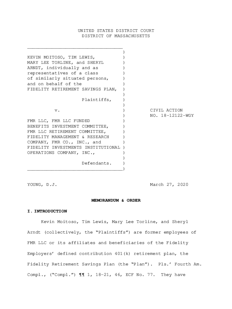Fillable Online Fleming et al v. Fidelity Management Trust Company et ...