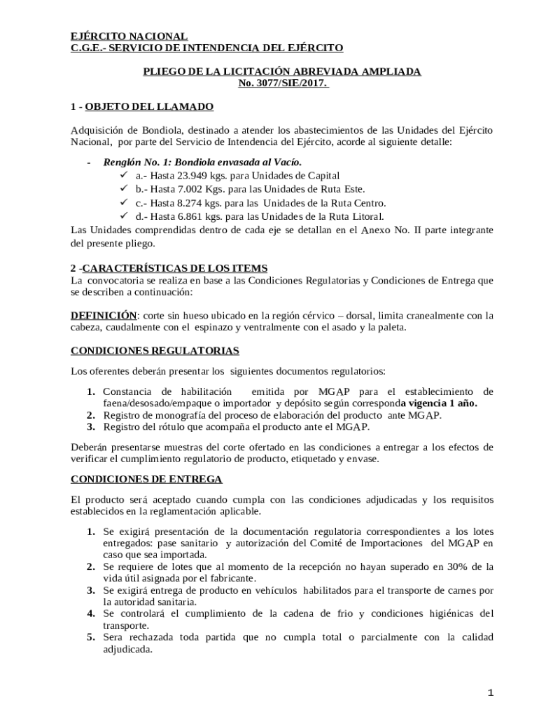 1 - OBJETO DEL LLAMADO Doc Template | pdfFiller