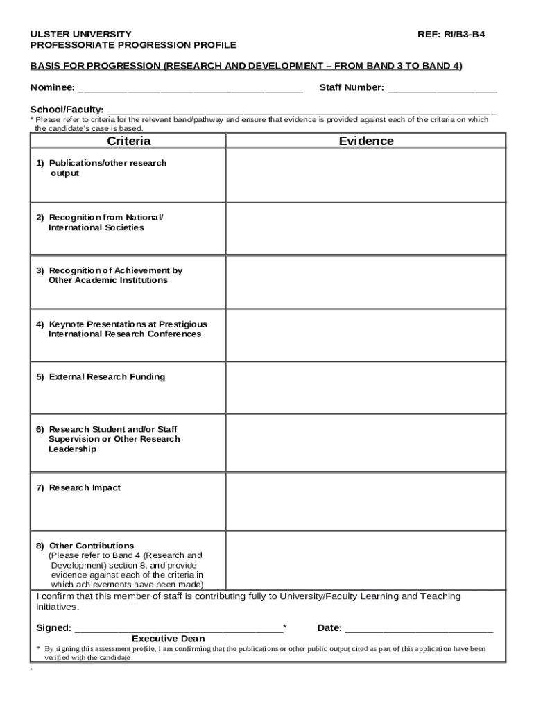 professoriate progression profile Doc Template | pdfFiller
