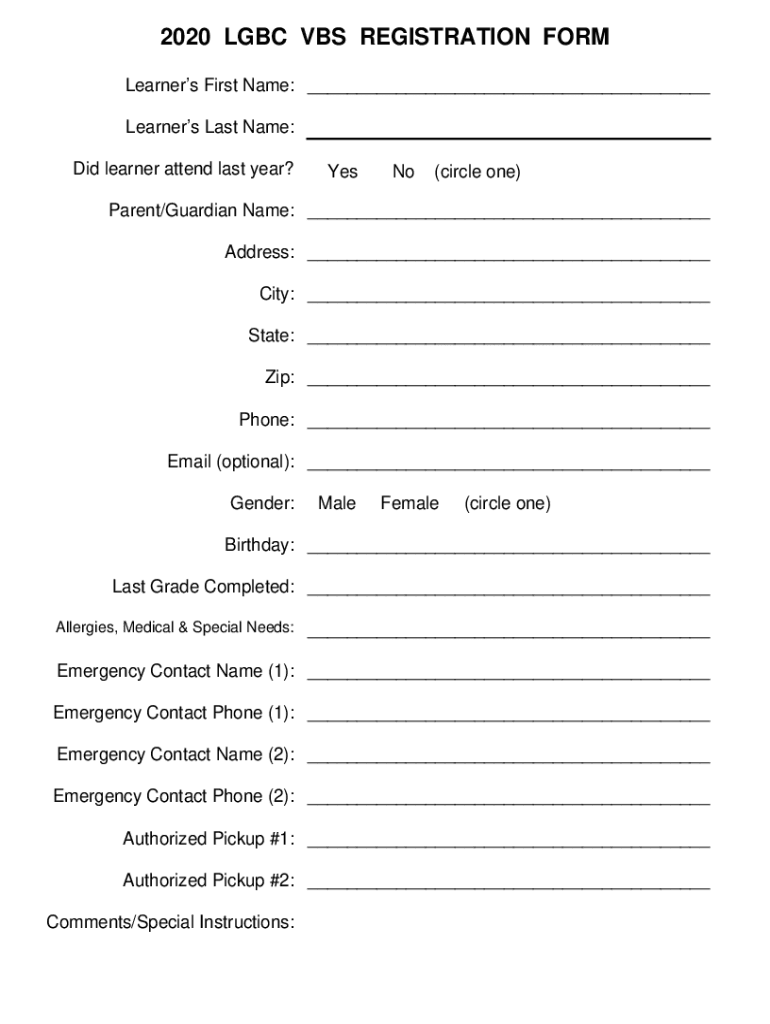 Fillable Online Child Registration Form - Greater Peace Baptist Church Fax Email Print - pdfFiller