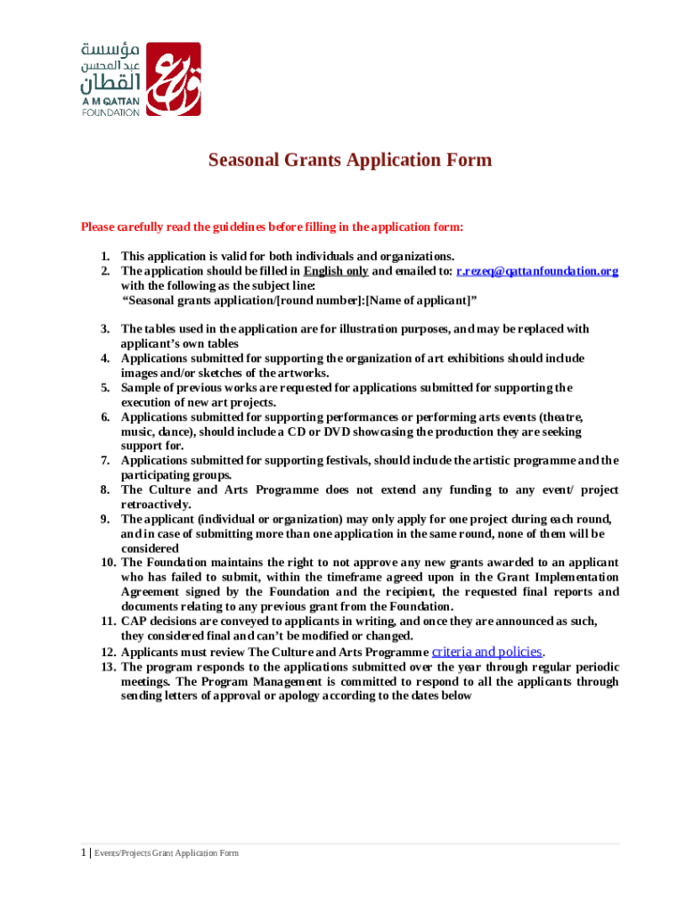 AMQF Events/Projects Grant Application Doc Template | pdfFiller