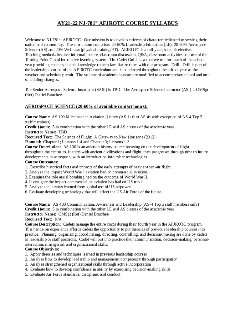 Air Force JROTC / Thinking of Joining the Military Doc Template | pdfFiller