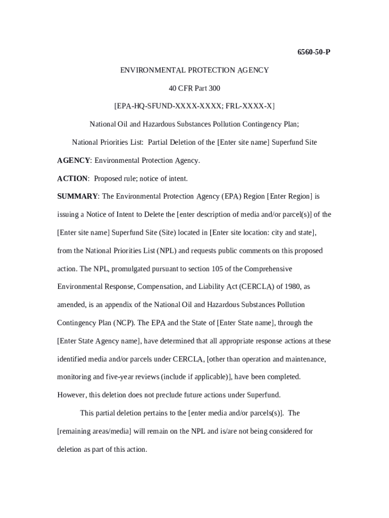 National Oil and Hazardous Substance Pollution ... Doc Template | pdfFiller