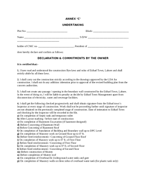 Annex C - Undertaking for Building By-Laws Doc Template | pdfFiller