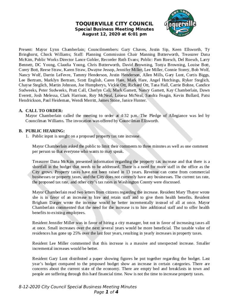 Present: Mayor Lynn Chamberlain; Councilmembers: Gary Chaves, Justin ...