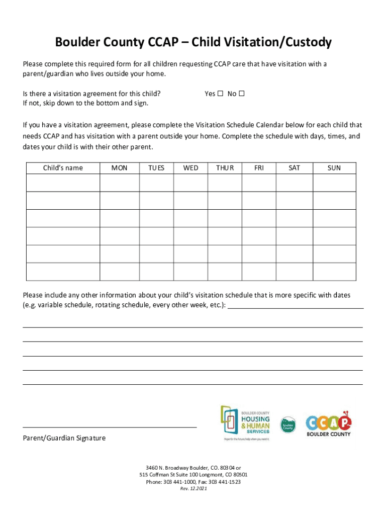 Fillable Online CCAP-Child Visitation FormFill and sign online Lumin ...