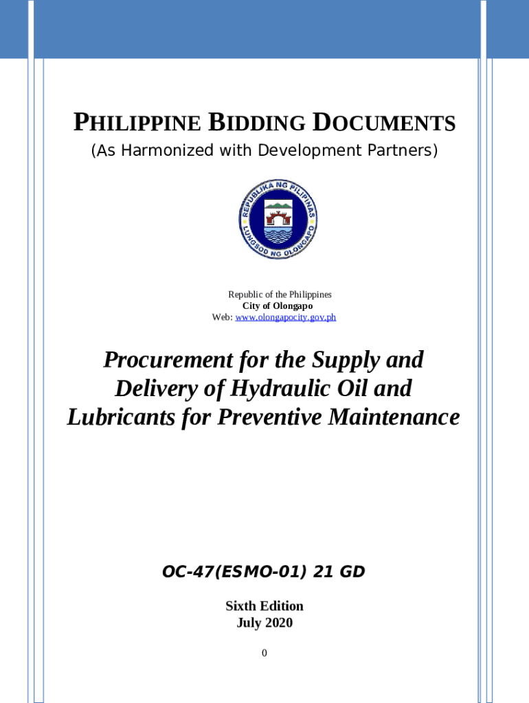 Procurement for the Supply and Delivery of Hydraulic Oil and Lubricants for Preventive ...