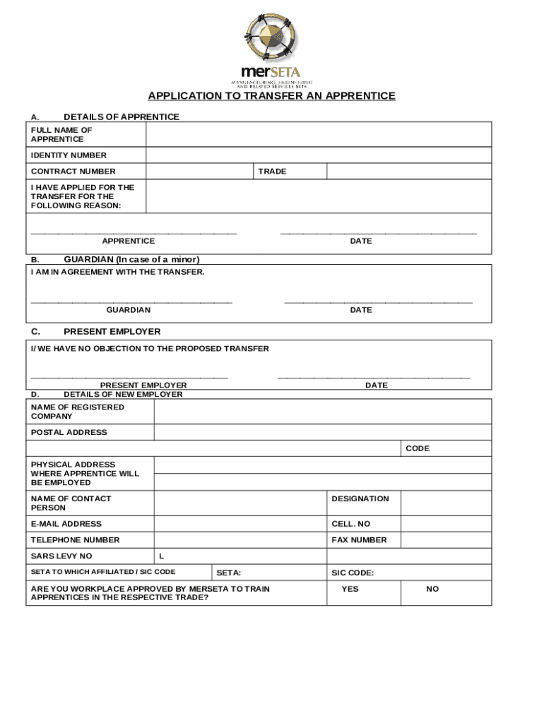 LPM-FM-005 Application to transfer An Apprentice Doc Template | pdfFiller