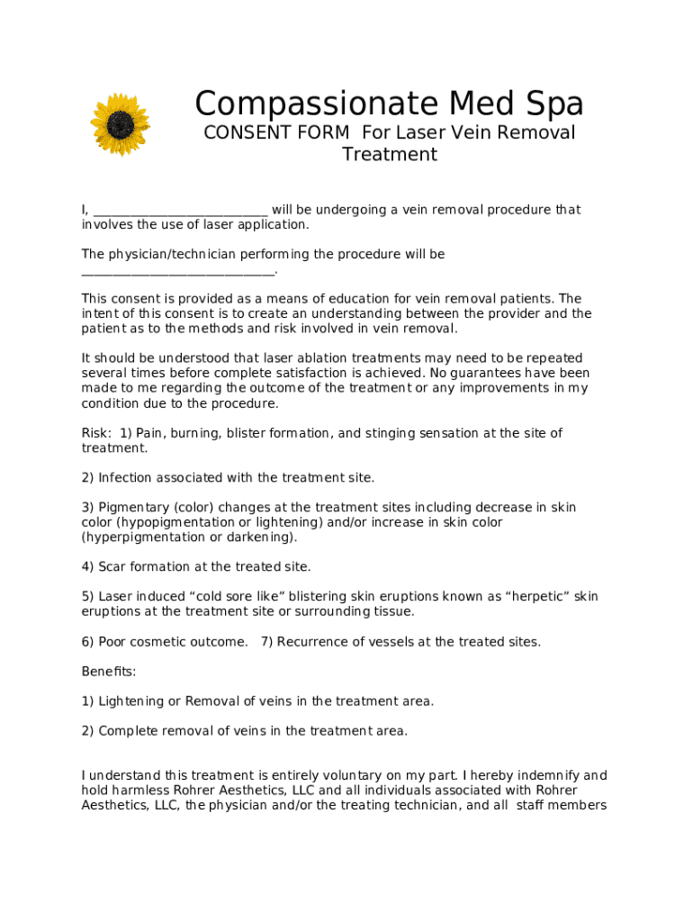 Laser Varicose Vein Removal Consent , ... Doc Template | pdfFiller