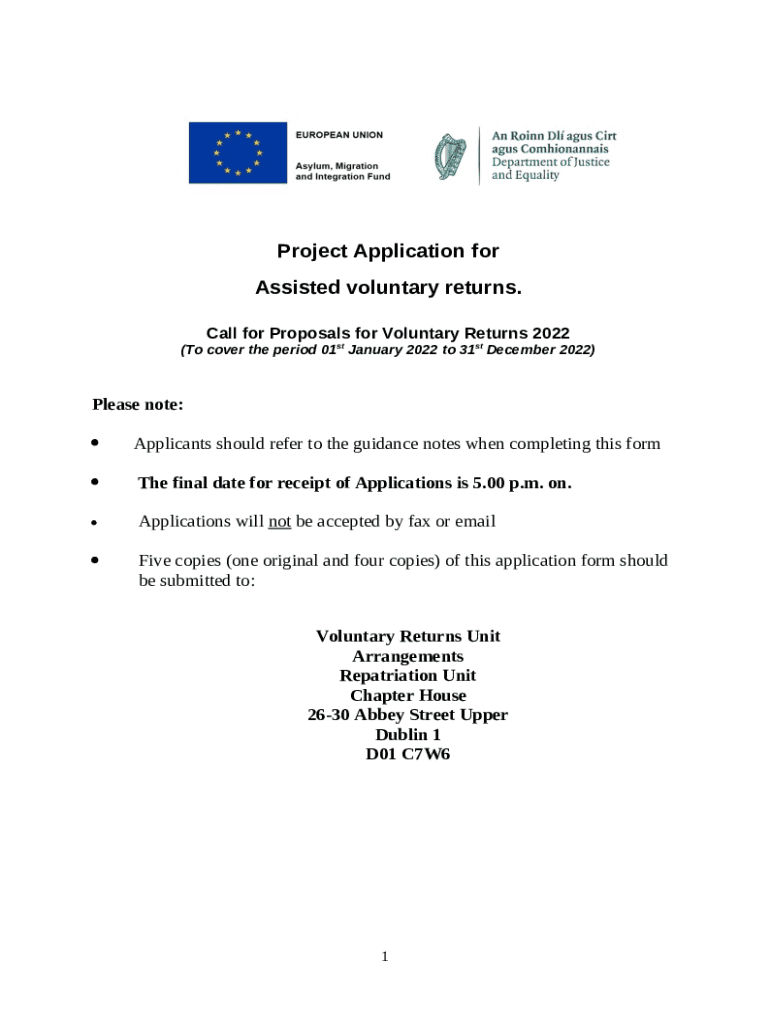 VRS Assisted Return application Doc Template | pdfFiller