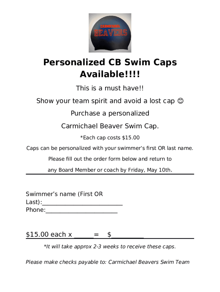 Custom Swim Cap with Your Photo Personalized Silicone ... Doc Template ...