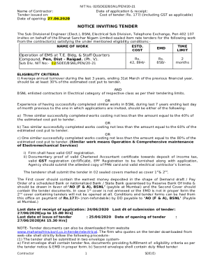 TENDER NOTICE - (Applicable for inviting bids on 2 ... Doc Template ...