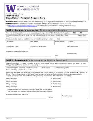 UW Organ Donor Shared Leave Program - HR Operations Doc Template | pdfFiller
