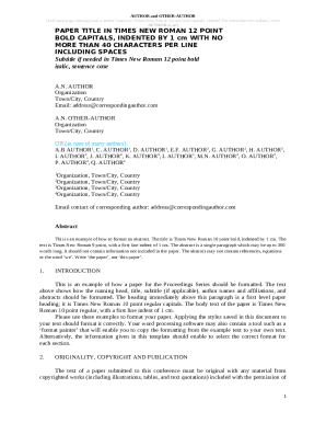 paper title in times new roman 12 point bold capitals - conferences iaea Doc Template | pdfFiller