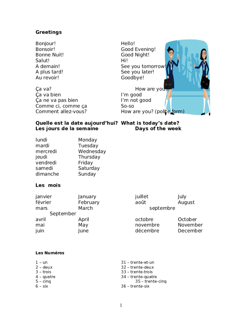 Bonjour! Greetings and Survival Expressions in French - stmodans co Doc ...