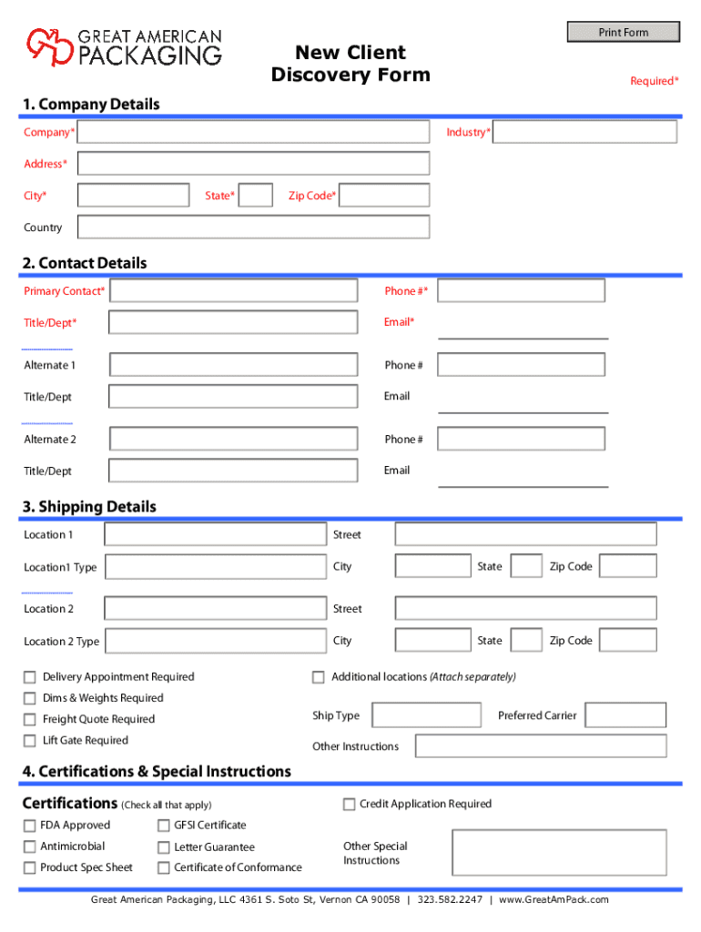 Fillable Online New Item - Bags Discovery Form Fax Email Print - pdfFiller