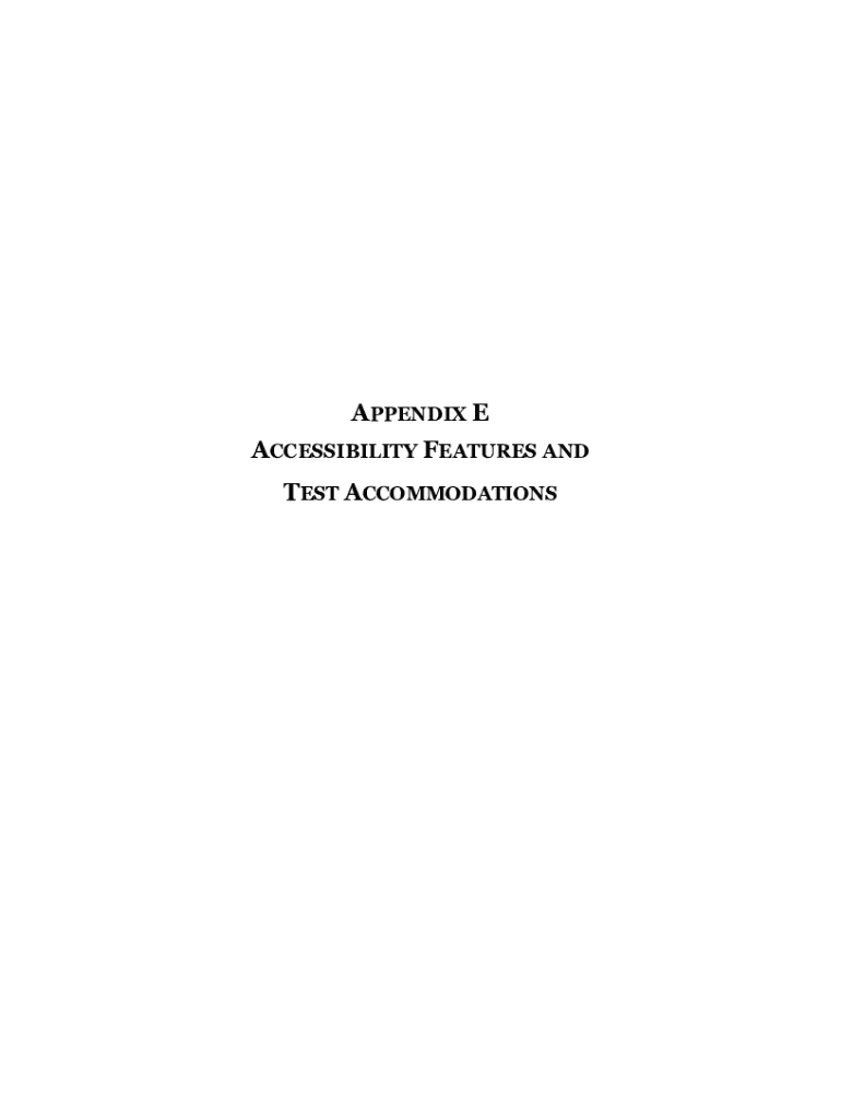Fillable Online Appendix E - Accessibility and Accommodations Manual. Student Assessment Fax ...