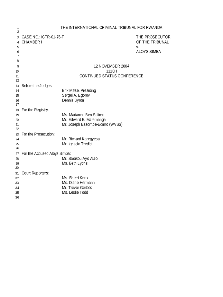 CONTINUED STATUS CONFERENCE Doc Template | pdfFiller