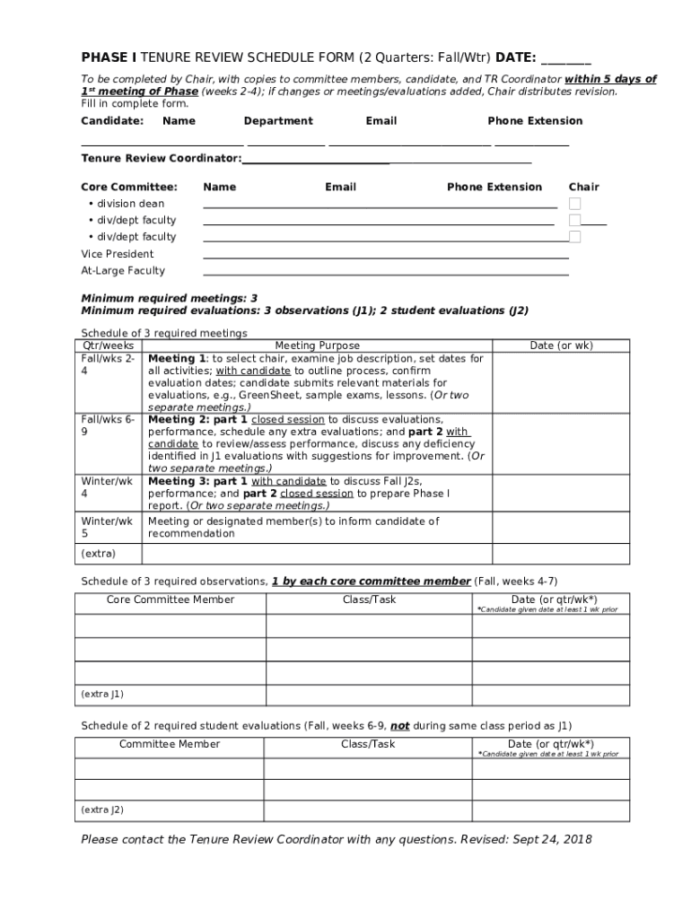 TENURE REVIEW SCHEDULE Doc Template | pdfFiller