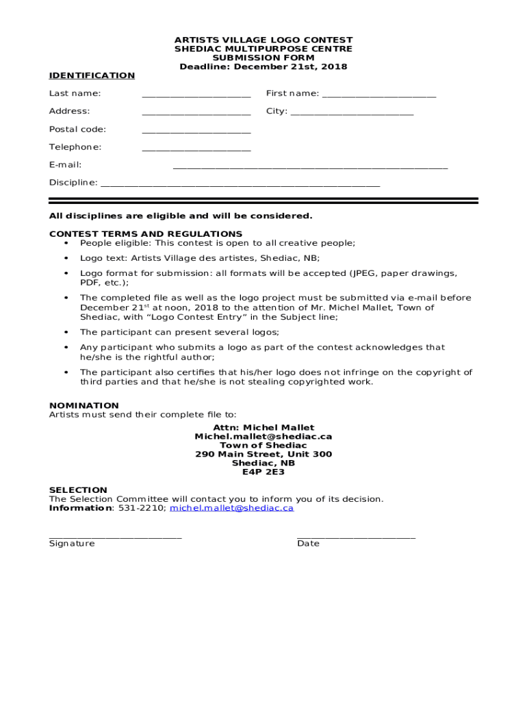ARTISTS VILLAGE LOGO CONTEST Doc Template | pdfFiller